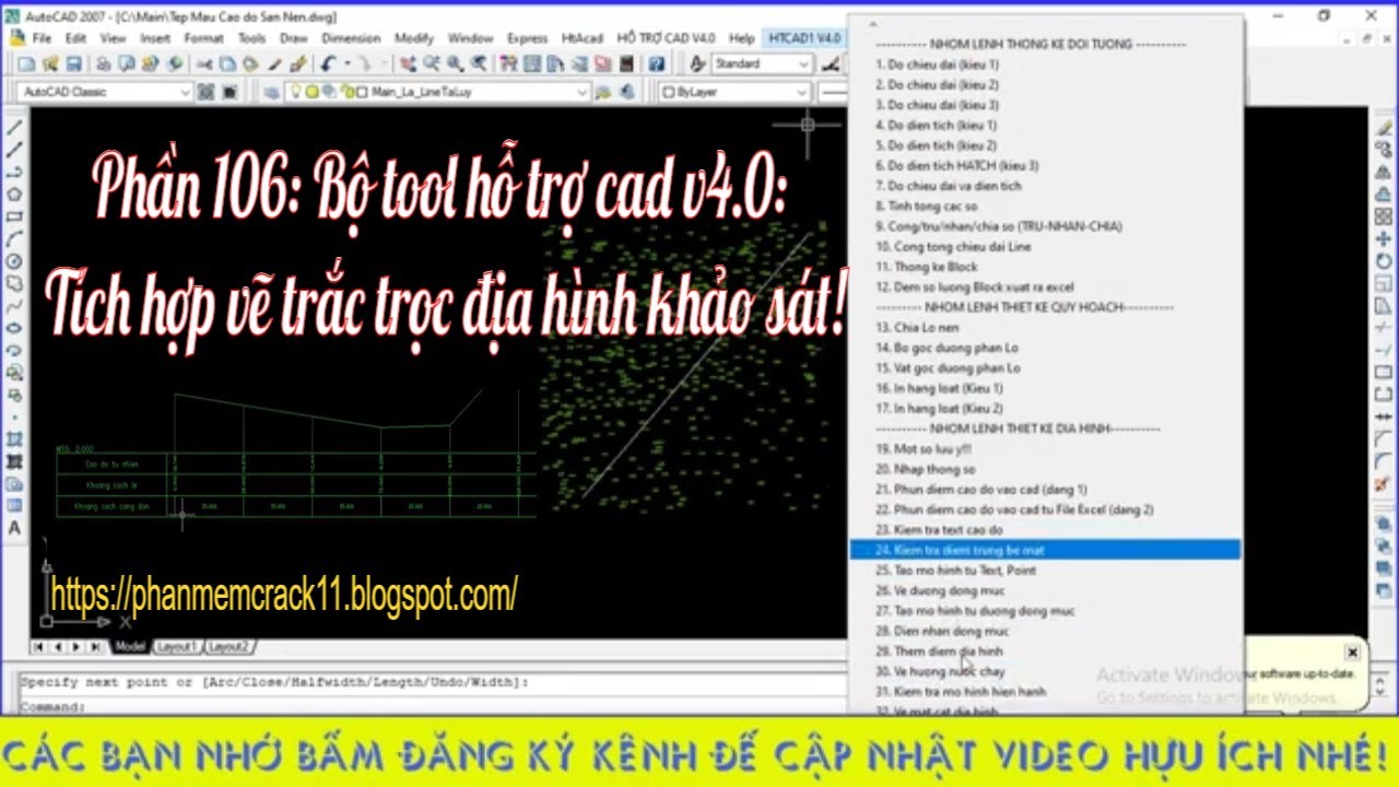 Phần 106: Bộ tool hỗ trợ cad v4 0 Tích hợp vẽ trắc dọc địa hình khảo sát cực hay - YouTube
