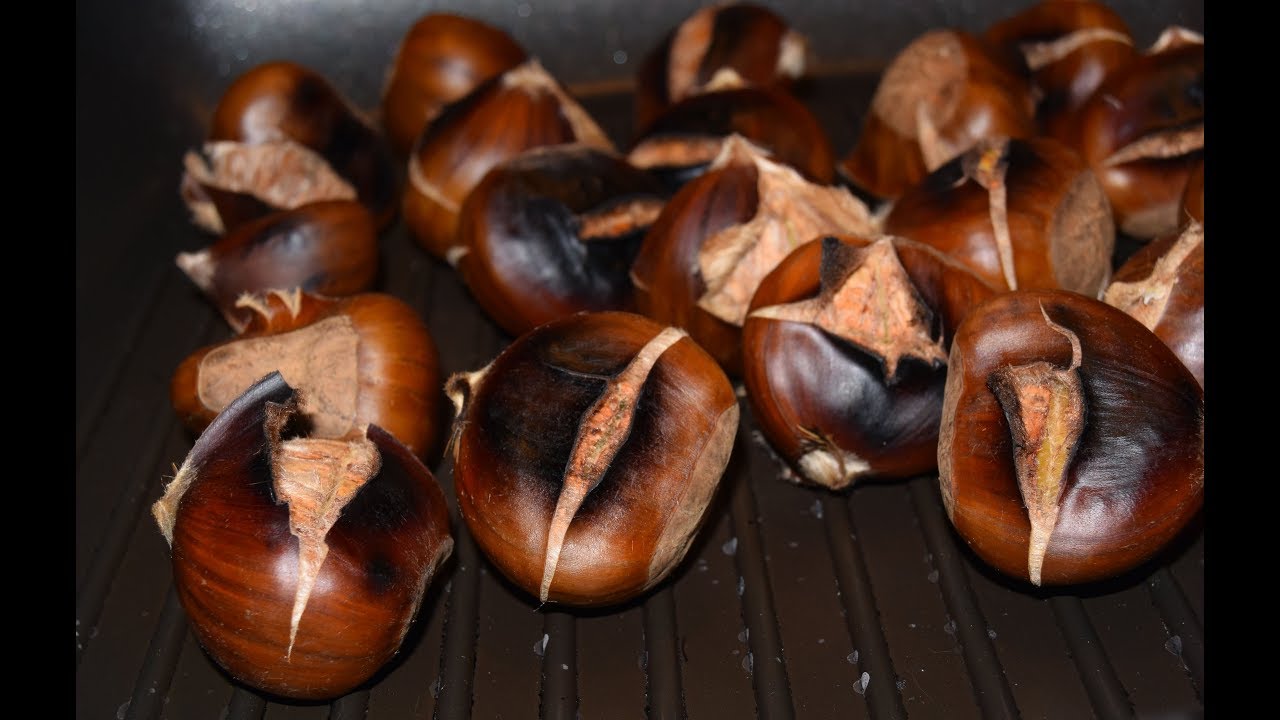 κάστανα ψητά στο σχαροτήγανο cuzinagias roasted chestnut/kastana - YouTube