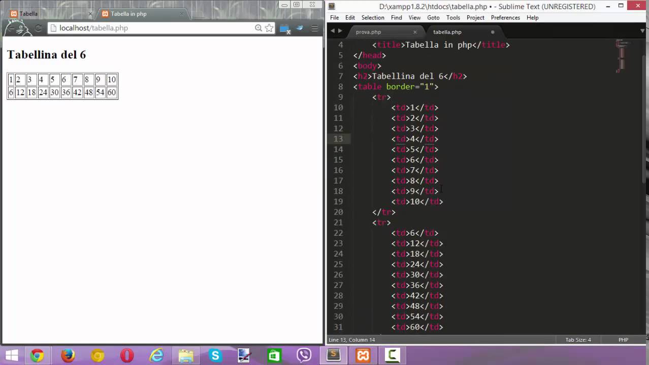 Genera una tabella HTML usando PHP e i FOR - YouTube