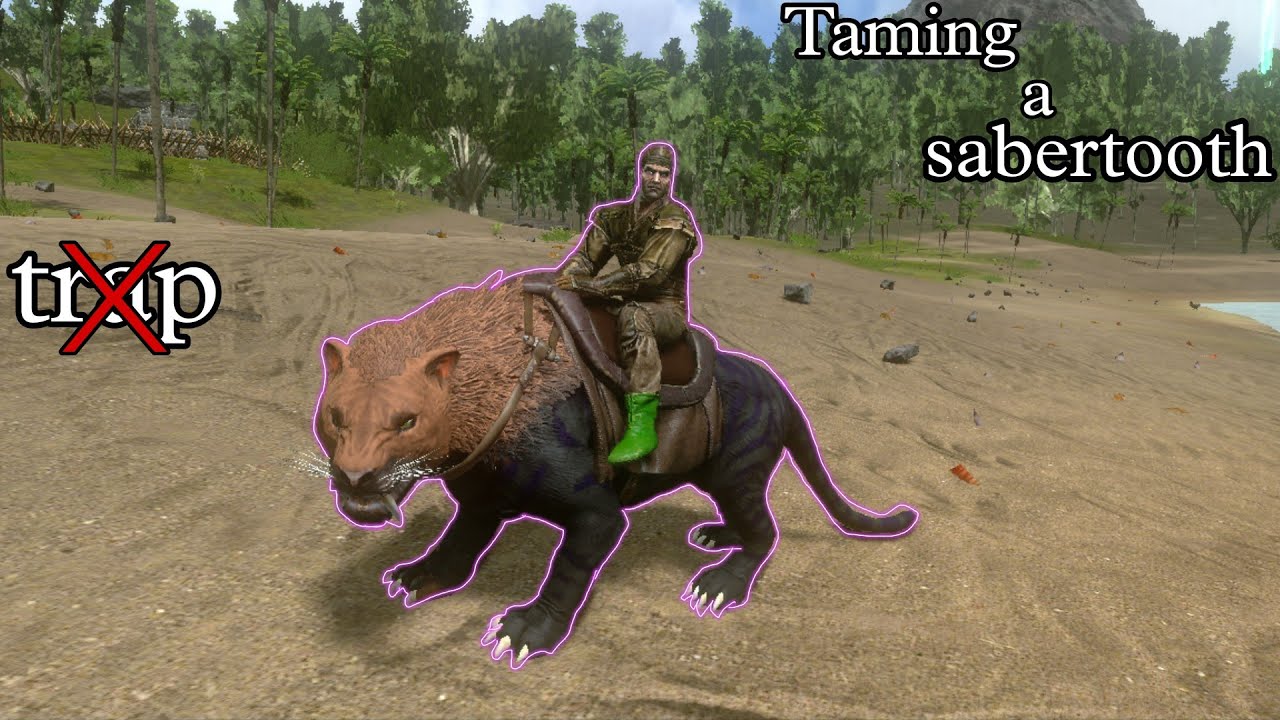 Taming a sabertooth without trap in ark survival evolved || Raddico ...