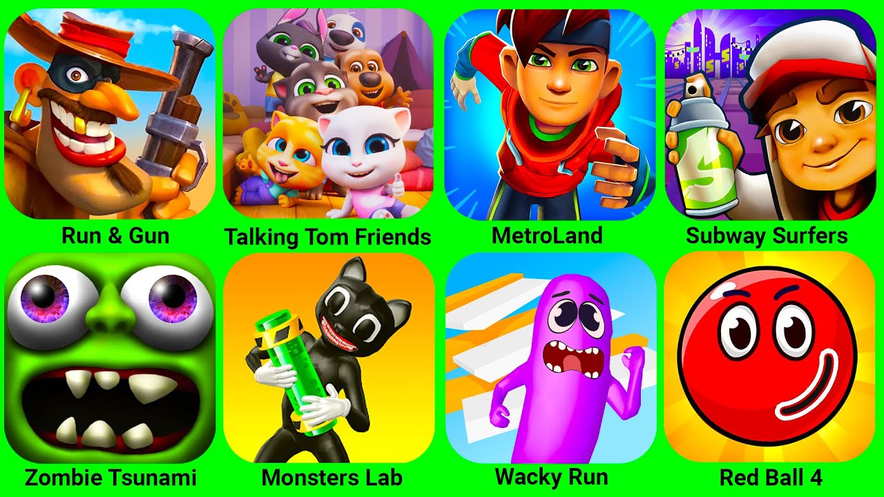 Run And Gun, Cat Run Simulator, Zombie Tsunami, Talking Tom Blast Park ...