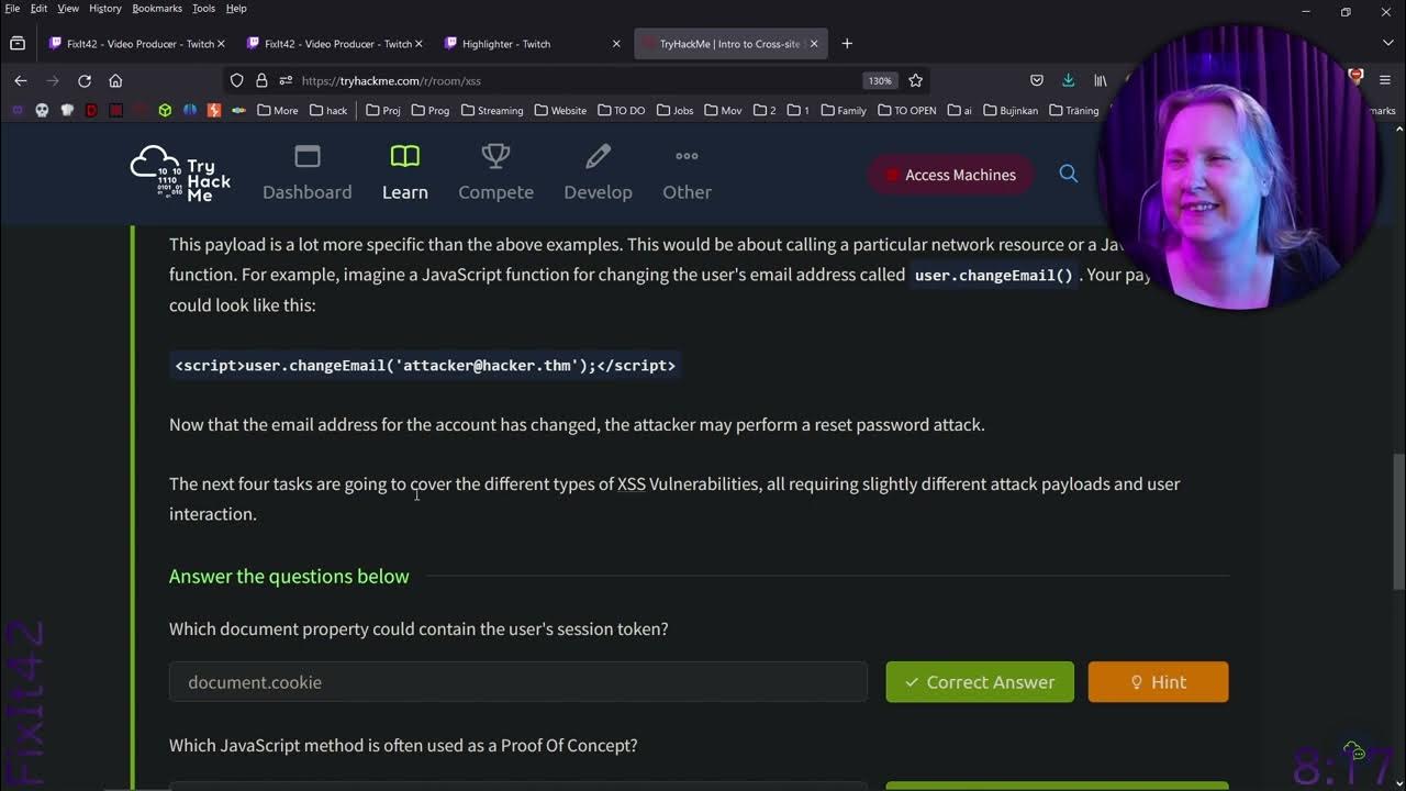 Cross-site Scripting 2/2 - Learning Hacking @ TryHackMe.com (2024-04-29) - YouTube