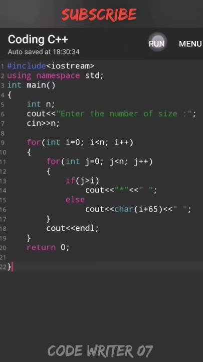 Normal C++ pattern program tutorial video || 💯🧠 #coding #shorts # ...