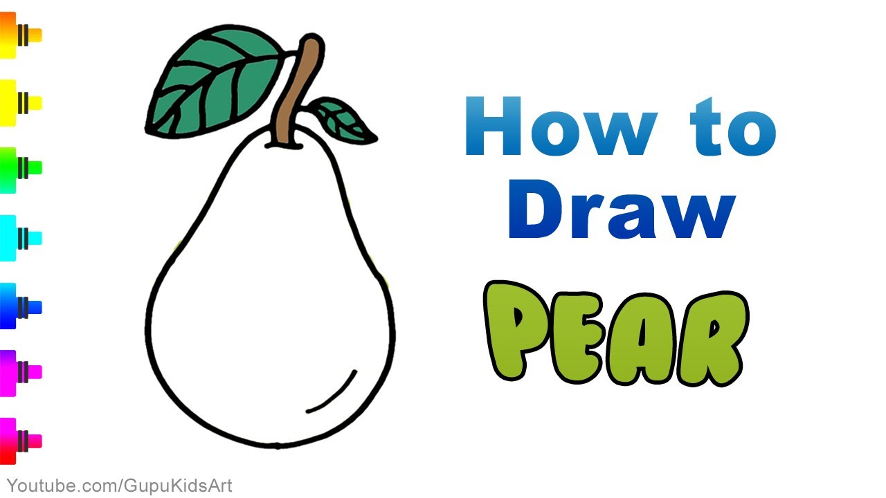 How to Draw a Pear for kids easy - YouTube
