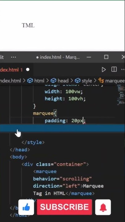 Marquee Tag in HTML in just One minute | #shorts #marqueetag - YouTube
