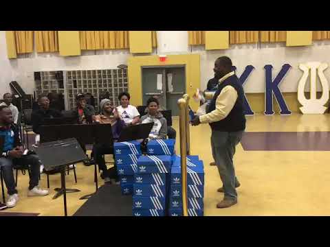 Alcorn band receives adidas shoes - YouTube