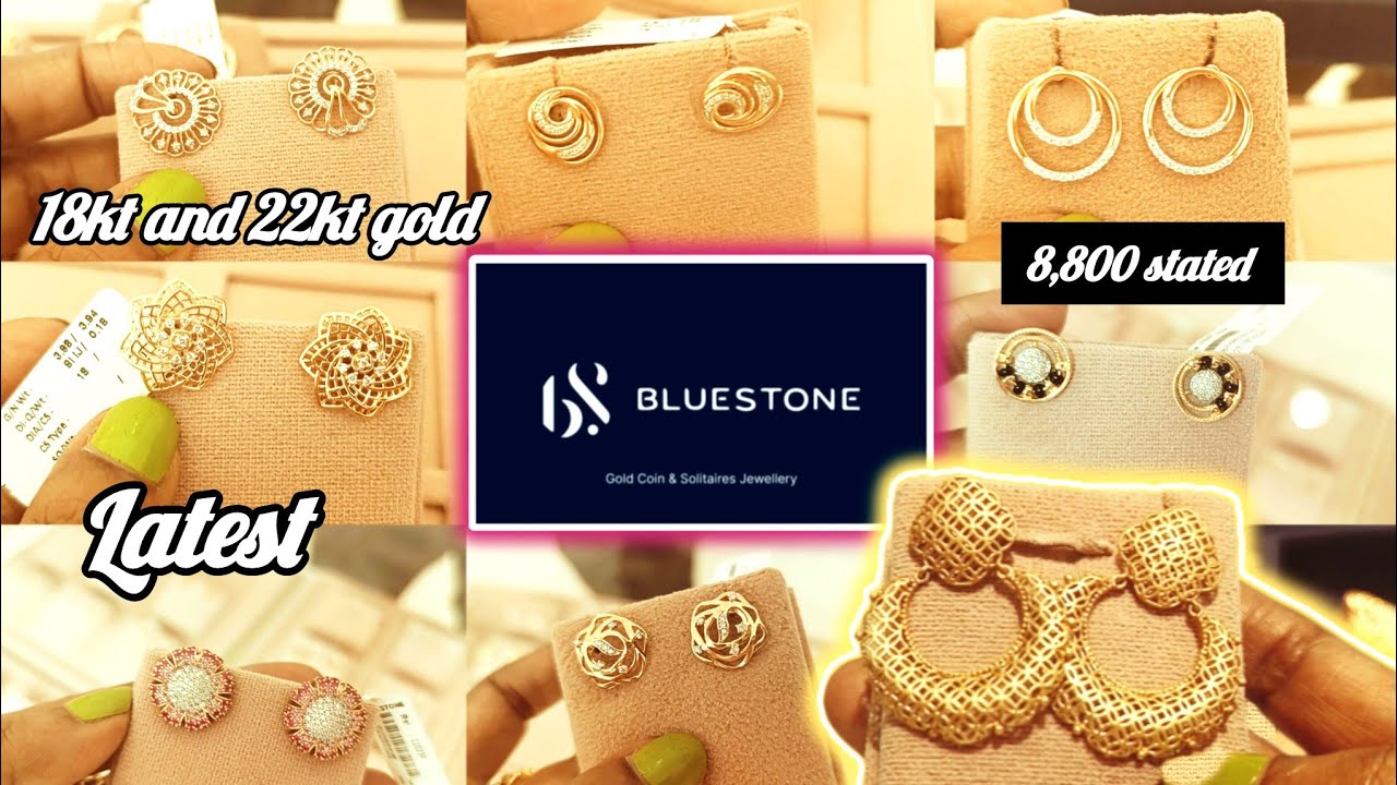 BLUESTONE Latest Gold & Diamond Earring STUDS Design with weight ...