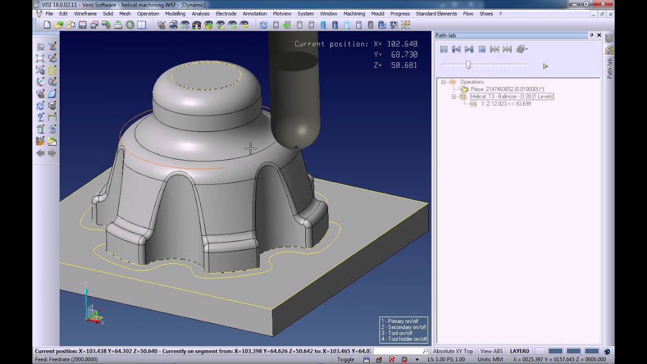 VISI CAM Helical Machining - YouTube