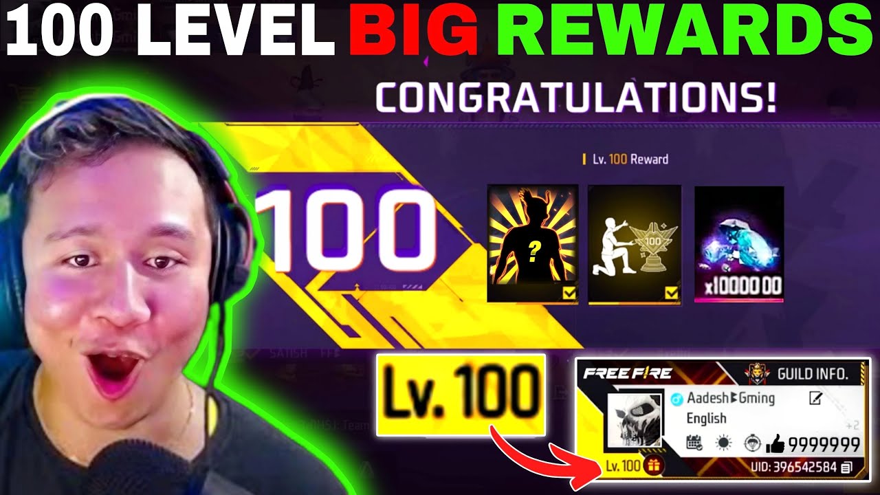 FREE FIRE LEVEL UP 100 REWARD 😯 Special Gift Send Me Garena Last Game 🤡 ...