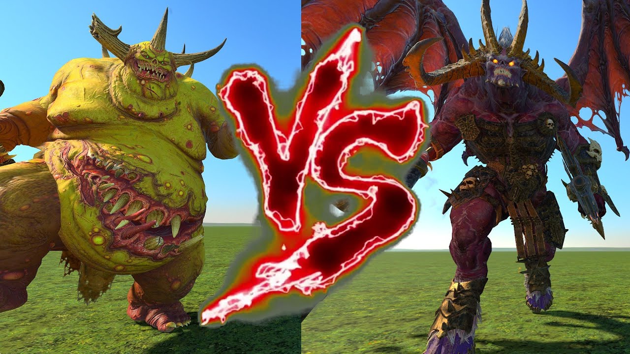 Exalted Great Unclean One (Nurgle) VS Exalted Bloodthirster. Total War ...
