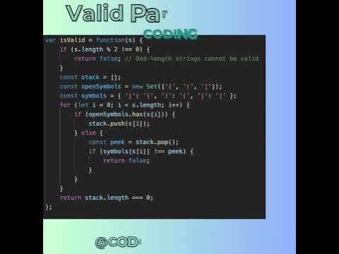 Valid Parentheses Leetcode problem #most important interview question#javscript #leetcode # ...