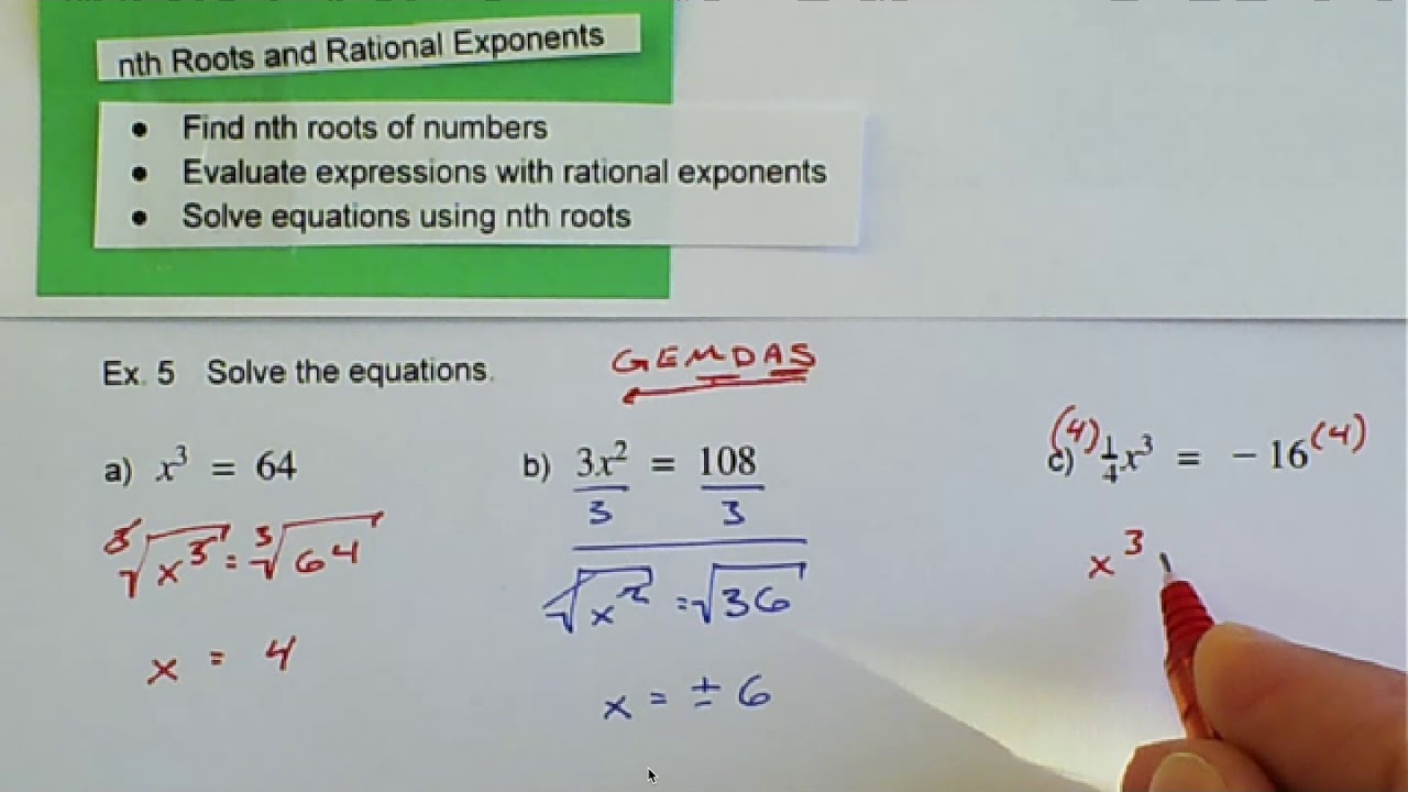 A2.05.01.VD.06.Solve Rational Exponent Equations - YouTube