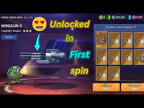 YES! | " MINIGUN 8 " Unlocked 🔓 😍 || F2P crazy crate rush event // Mech Arena Gameplay - YouTube