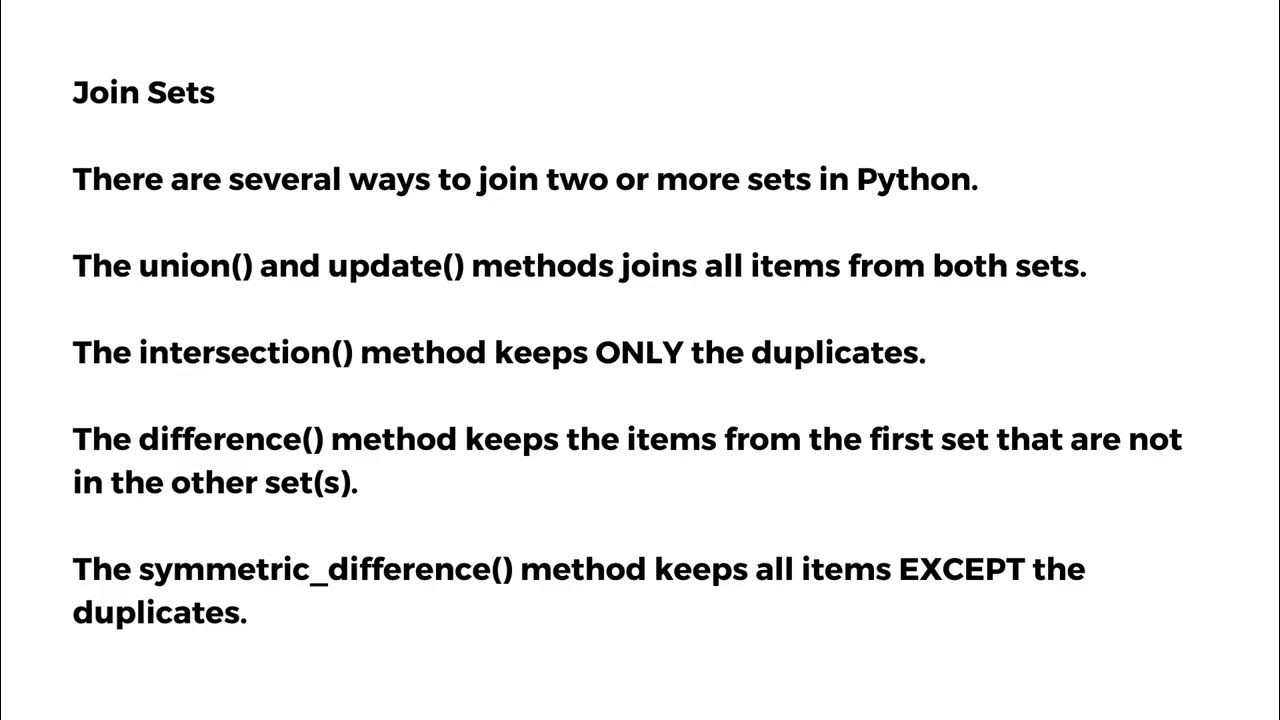 Loop Sets, Join Sets using union(),using | operator, Join Multiple Sets ...