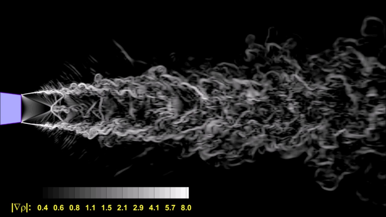 Simulation of hot underexpanded round jet - YouTube