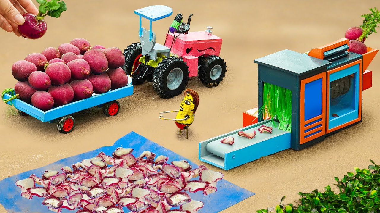 Diy tractor making mini Fruits Slicer Machine | diy Packaging Line ...