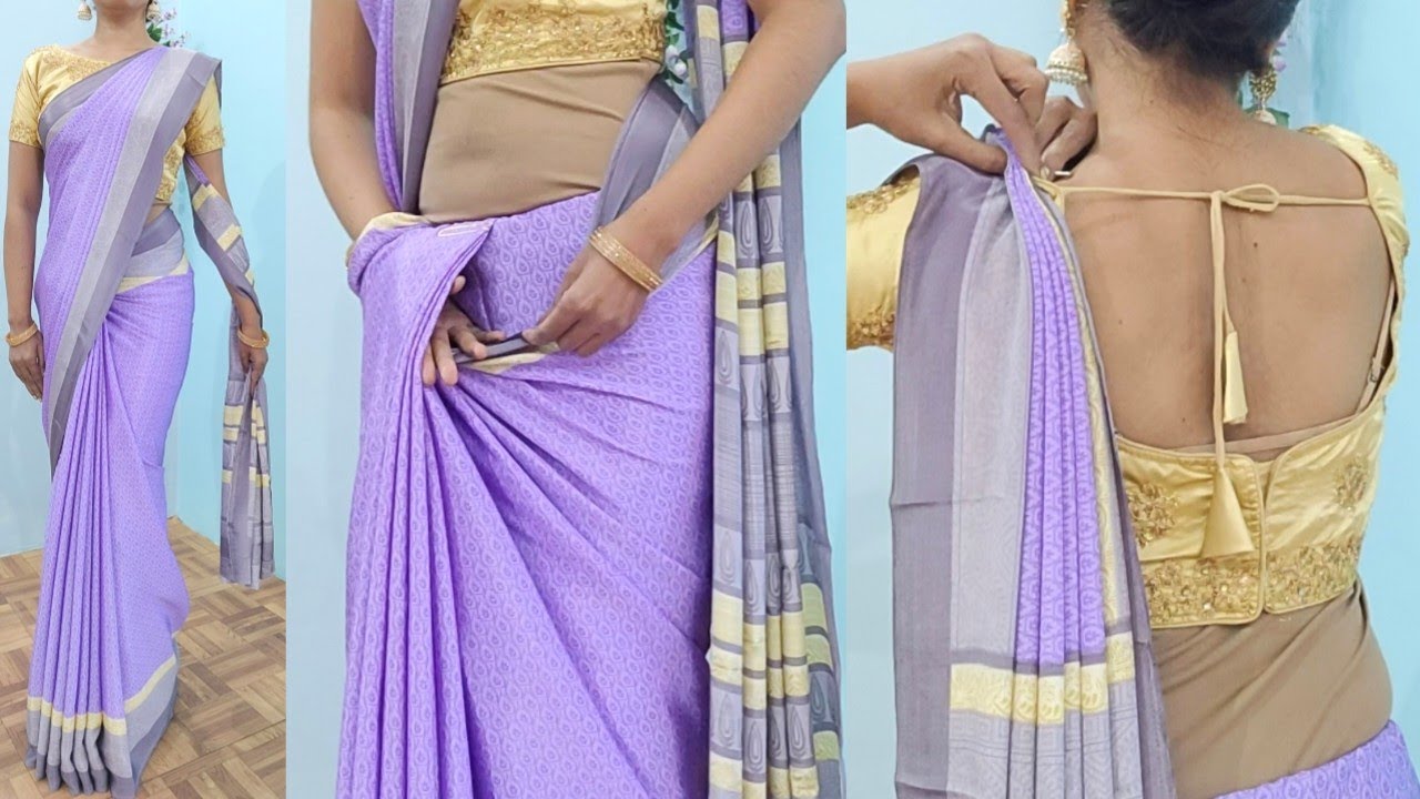 very easy crape saree draping tutorial for beginners | daily wear saree ...