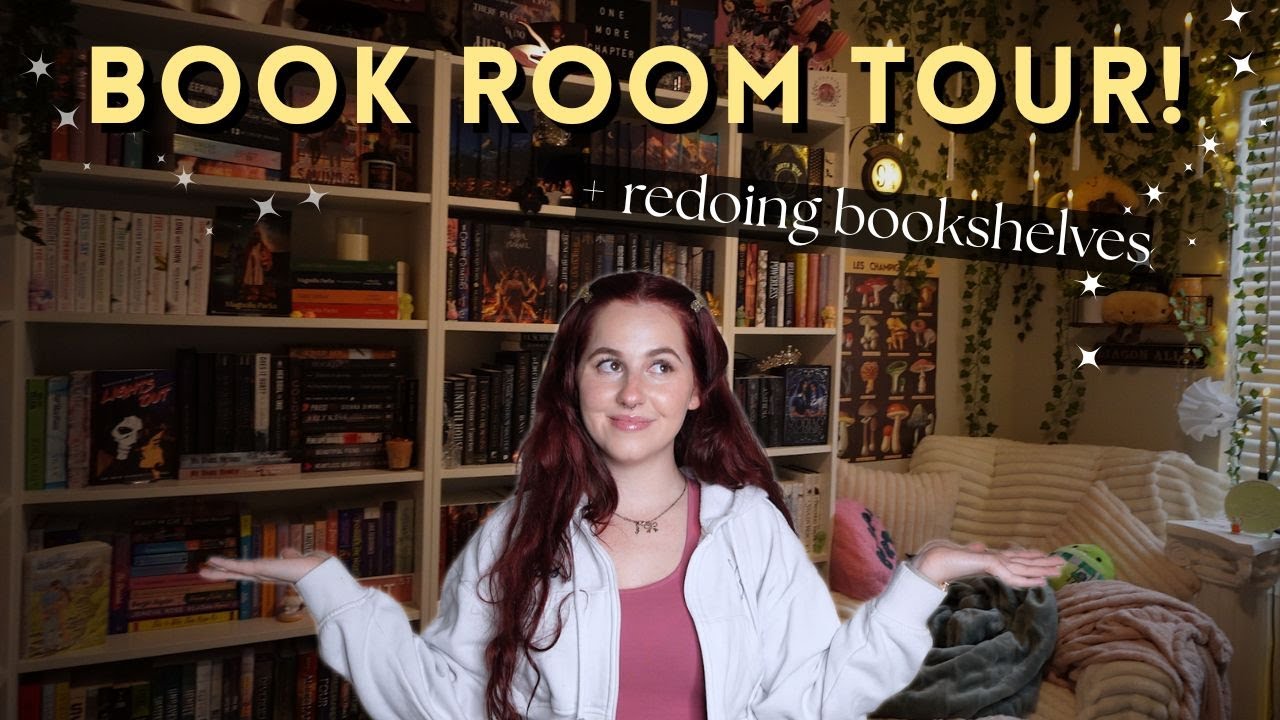 Complete Book ROOM TOUR and redoing ALL My Shelves - YouTube