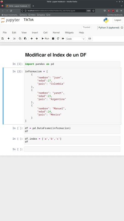 Modificar El Index De Un Dataframe Python Coding Programming Datascience Pythonprogramming