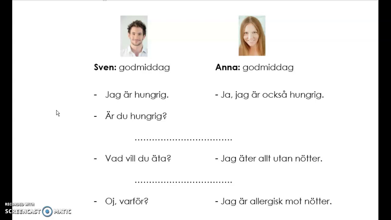 Dialog, Sven & Anna, svenska. SFI kurs A - YouTube