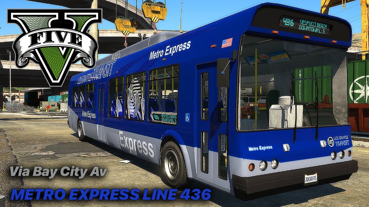GTA V - Bus Passenger Mode | Metro Express, Line 436, Strawberry ...