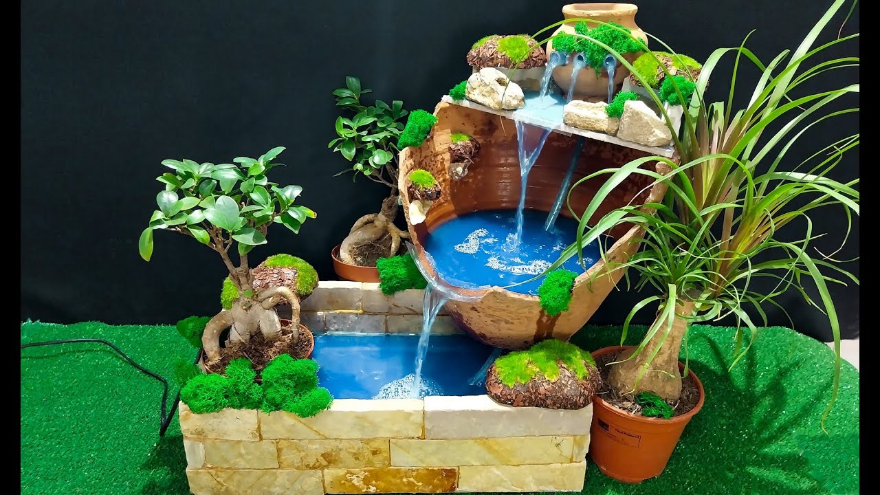 Make A Beautiful Waterfall Fountain With Broken Vase YouTube make-a-beautiful-waterfall-fountain-with-broken-vase-youtube