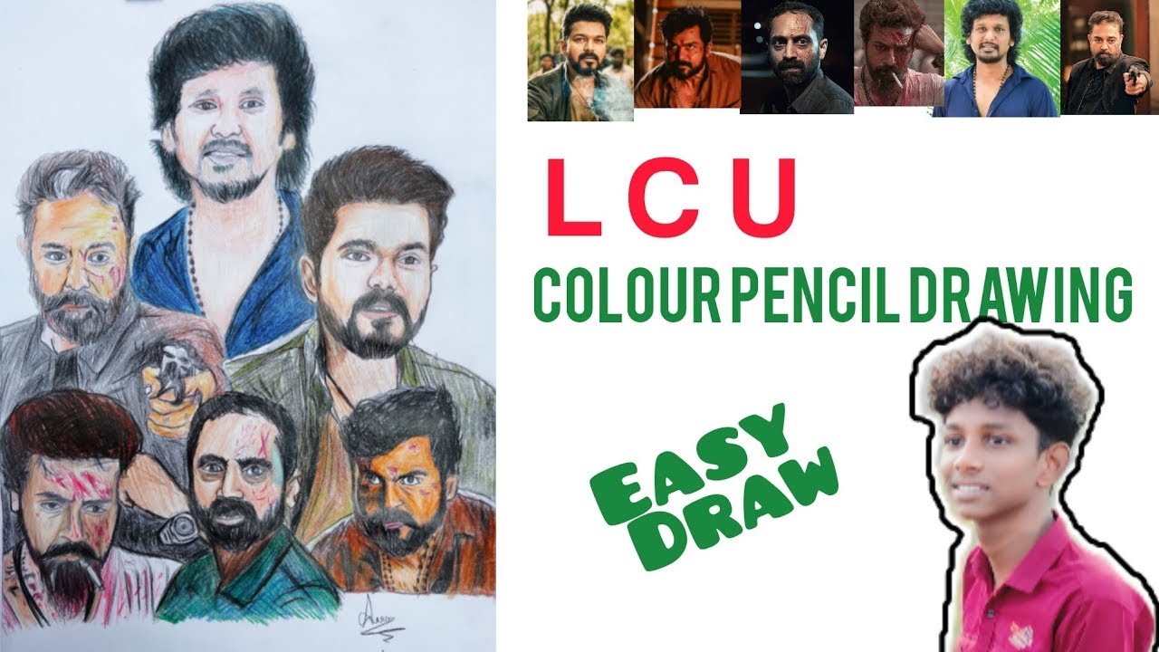 LCU Colour Pencil Drawing|Lokesh Kanagaraj|Kamal Hassan|Thalapathy ...