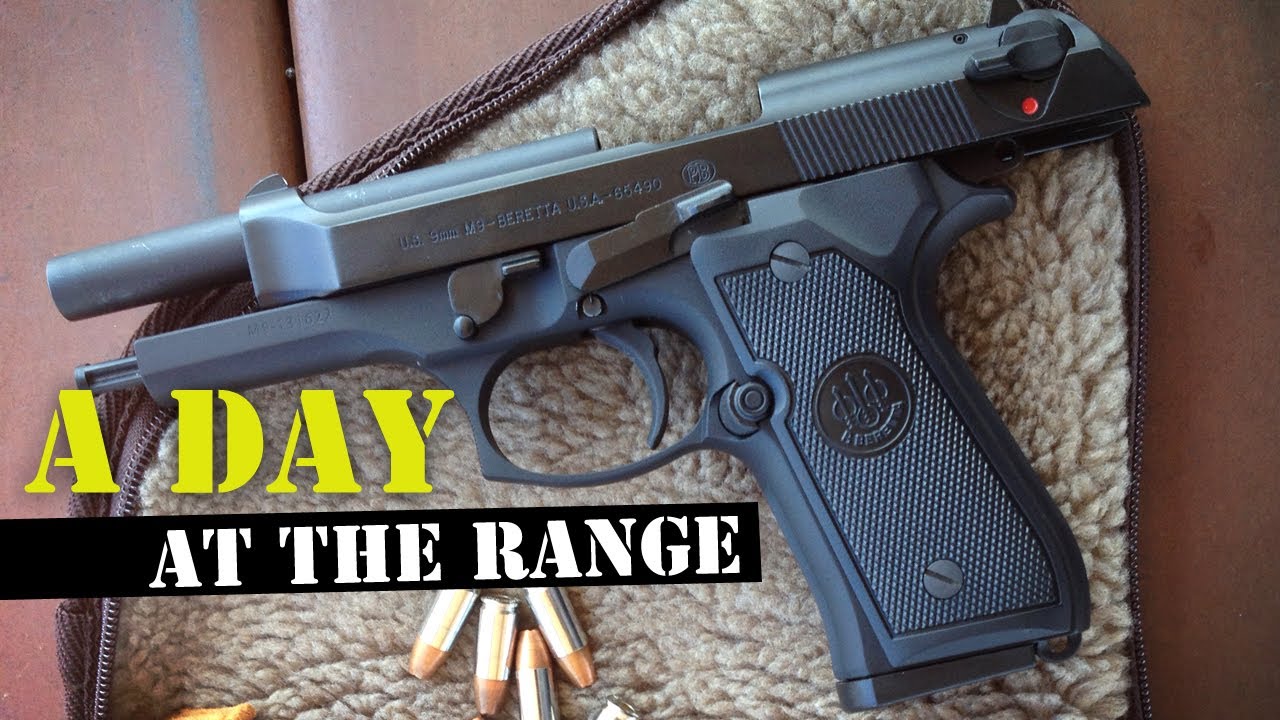 Firing Beretta M9 Double Action at Shooting Range - YouTube