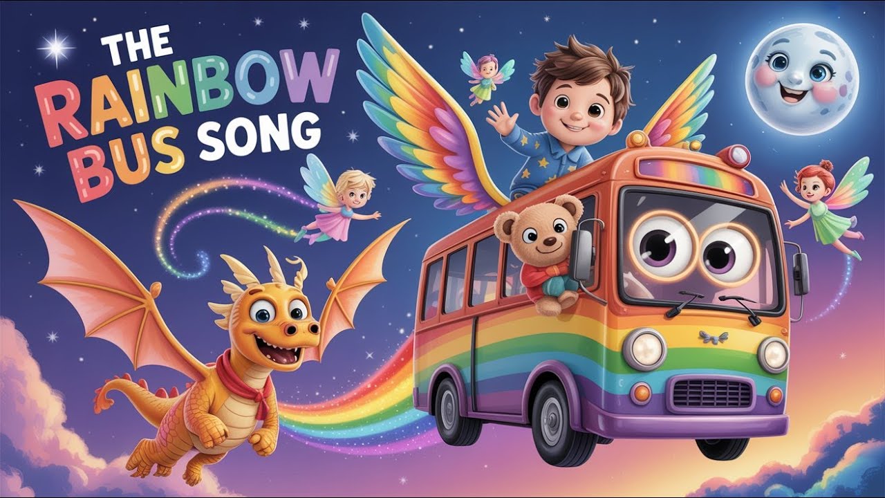 Rhymes | 🚌🌈 The Rainbow Bus Song | Nursery Rhymes | Cartoon Factory Tv ...