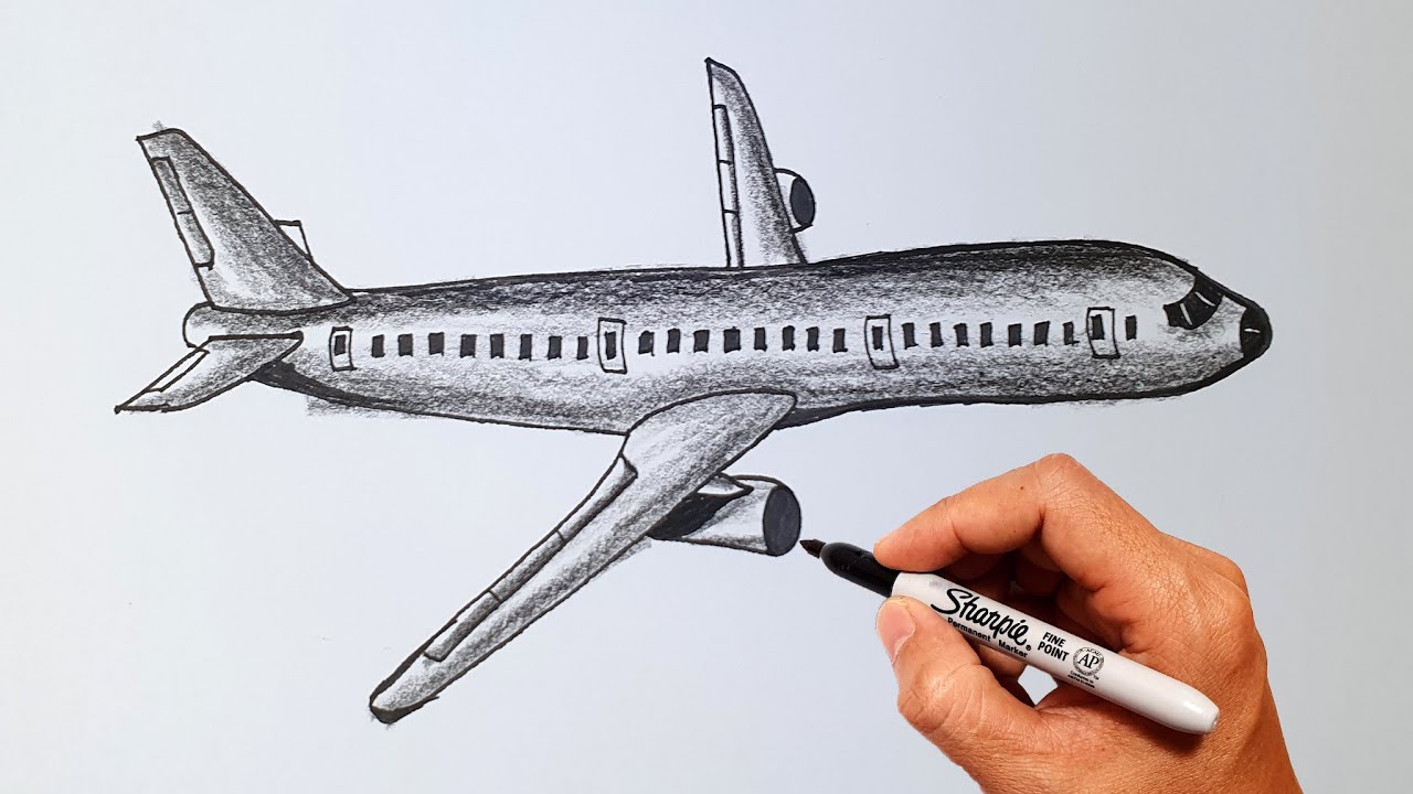 How To Draw A Passenger Airplane Easy Step By Step - Sketch-up Plane ...