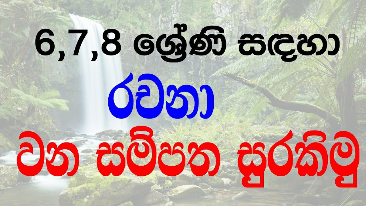 6,7,8 ශ්‍රේණි සඳහා - රචනා ( වන සම්පත සුරකිමු )Sinhala essay- Save the ...