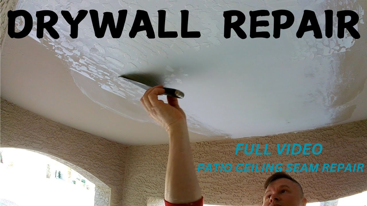 FULL VIDEO Patio ceiling tape seam crack - How-to repair crack on ...