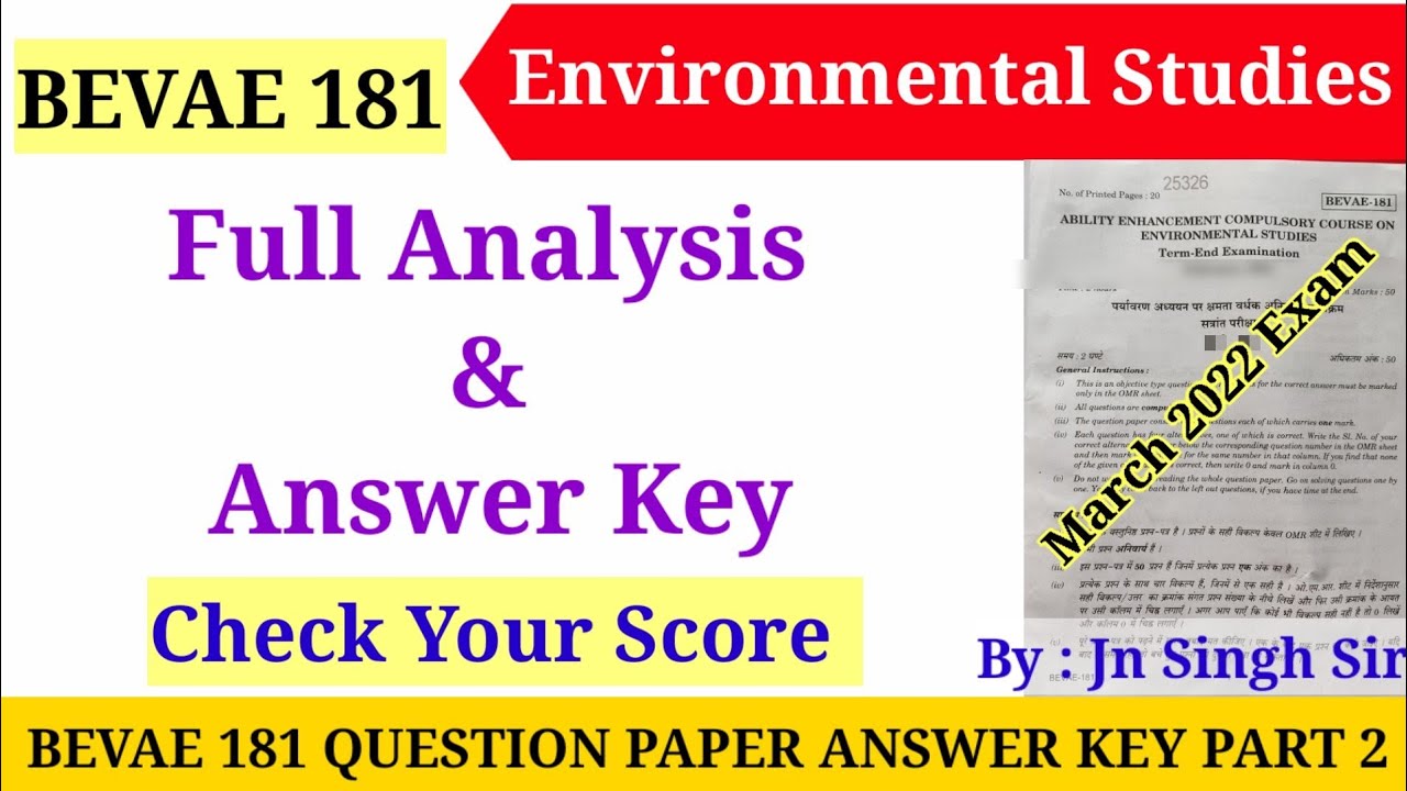 Bevae 181 Environmental Studies Question Paper Answer Key | Dec 2021 ...