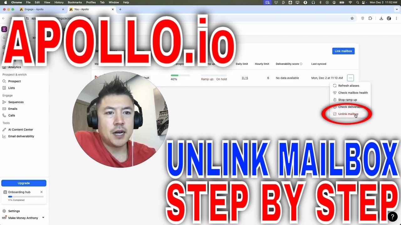 How To Unlink Remove An Email Mailbox From Apollo io 🔴 - YouTube
