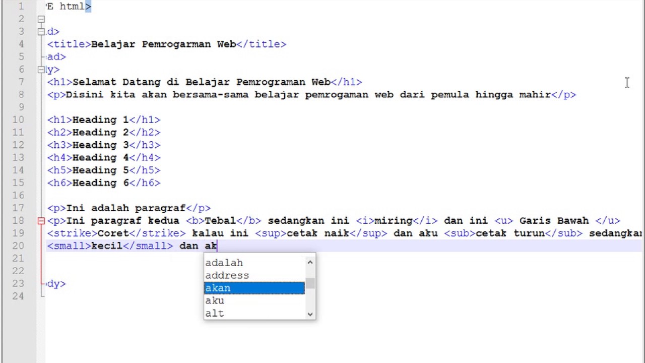 HTML Basic dan Formating - YouTube