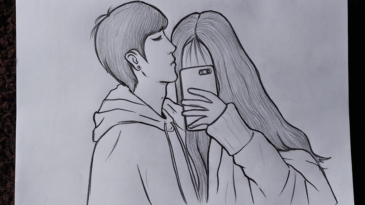 Pencil drawing of a couple || easy pencil sketch of a loving couple ...