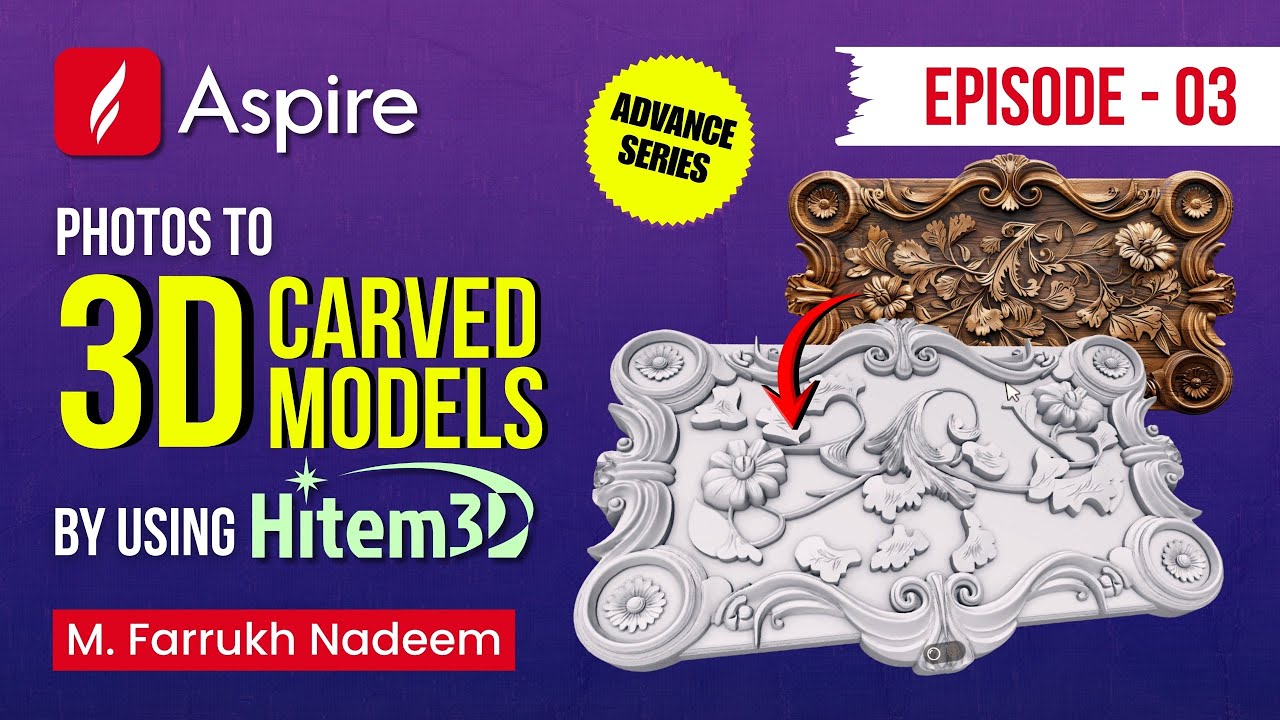 AI Photo to 3D Carved Model in Aspire | Hitem3D Tutorial | CAD CAM ...