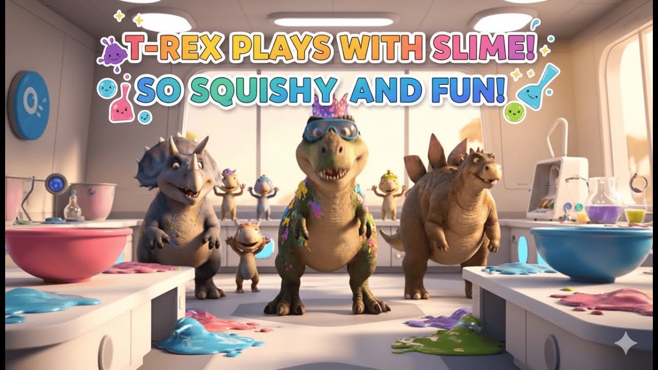 T-rex Plays with Slime! 🦖💚 So Squishy and Fun! | Funny Cartoon for Kids ...