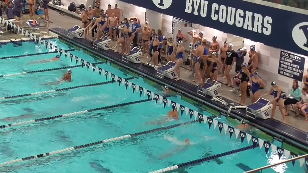 2019 GCU Swimming & Diving BYU 4x50MR Relay Brigit, Diana, Emily, Roaia ...