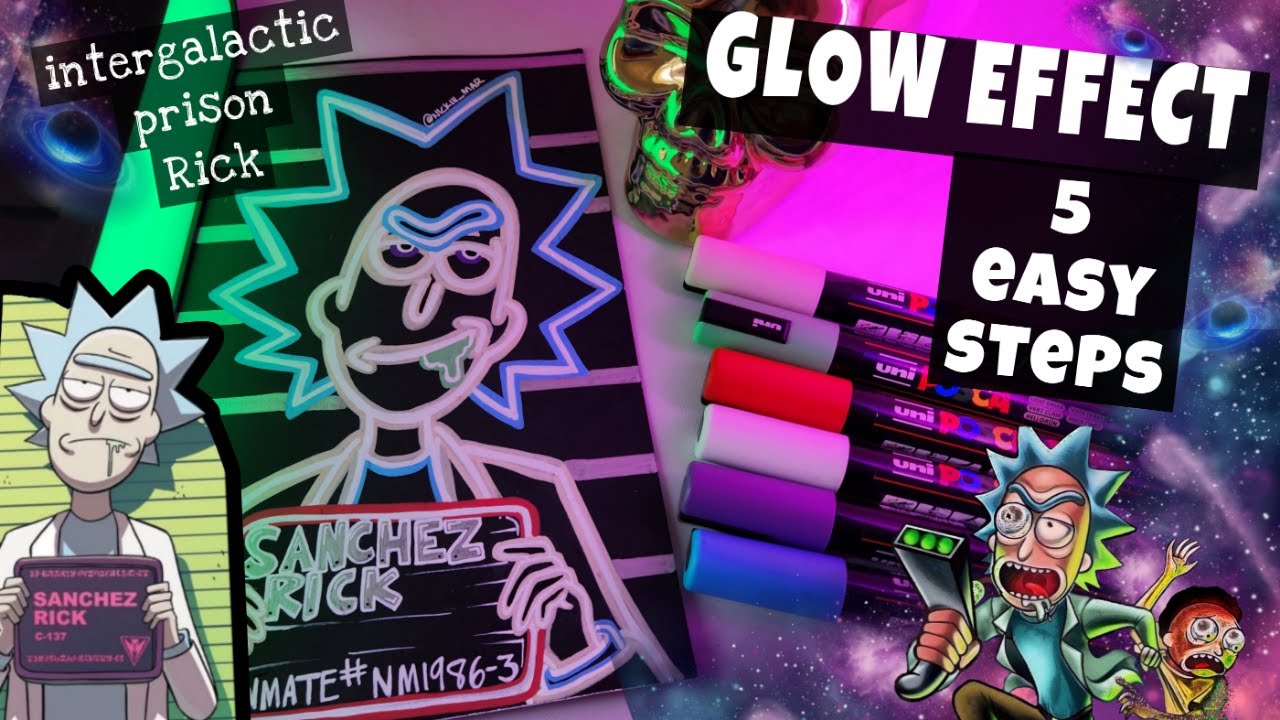 How to draw prison RICK GLOW EFFECT 😈 5 EASY steps!🔥 - YouTube