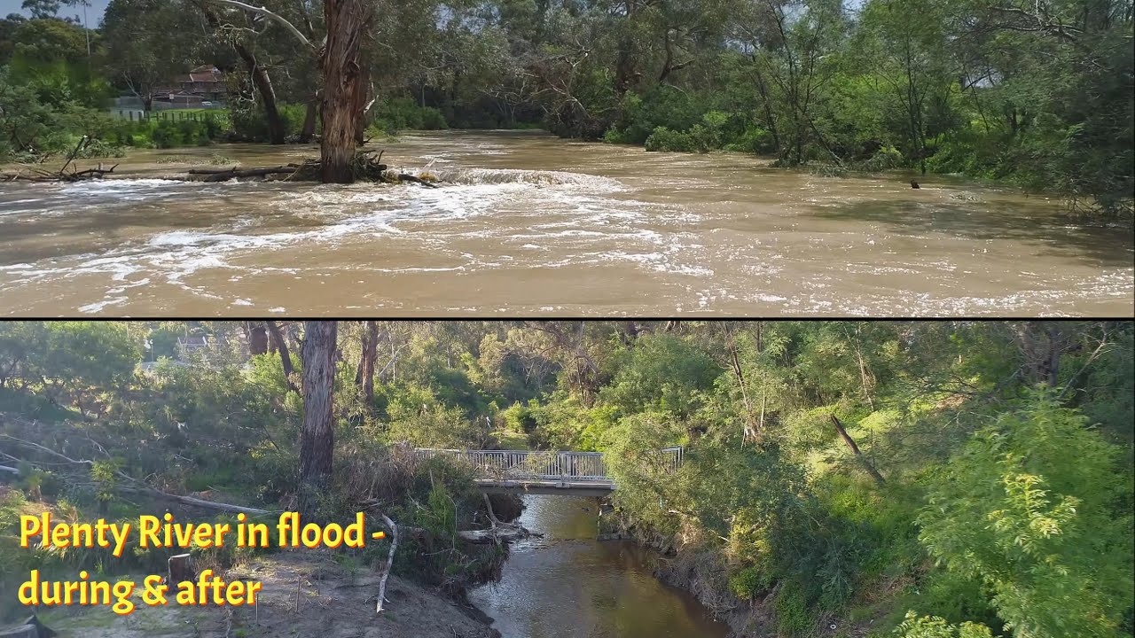 Plenty River flooding - during & after (drone) - YouTube