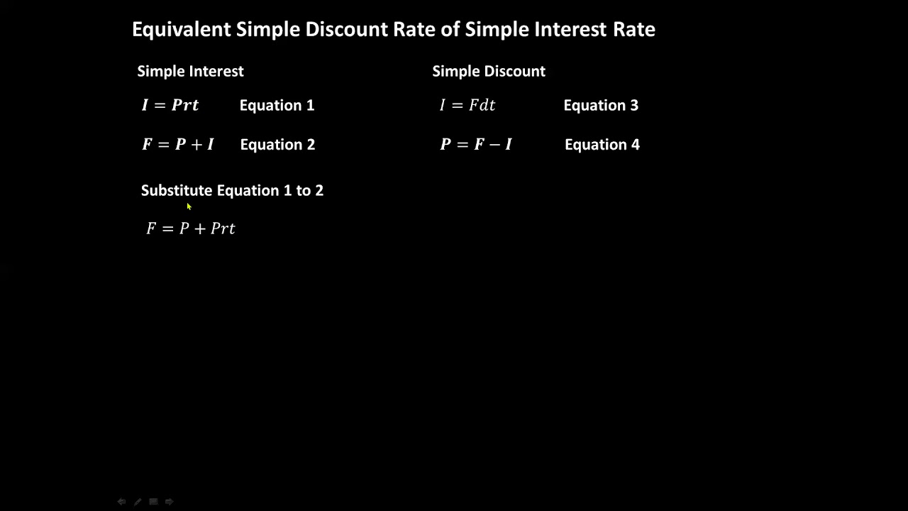 Equivalent Simple Discount Rate of Simple Interest Rate MATHEMATICS OF ...