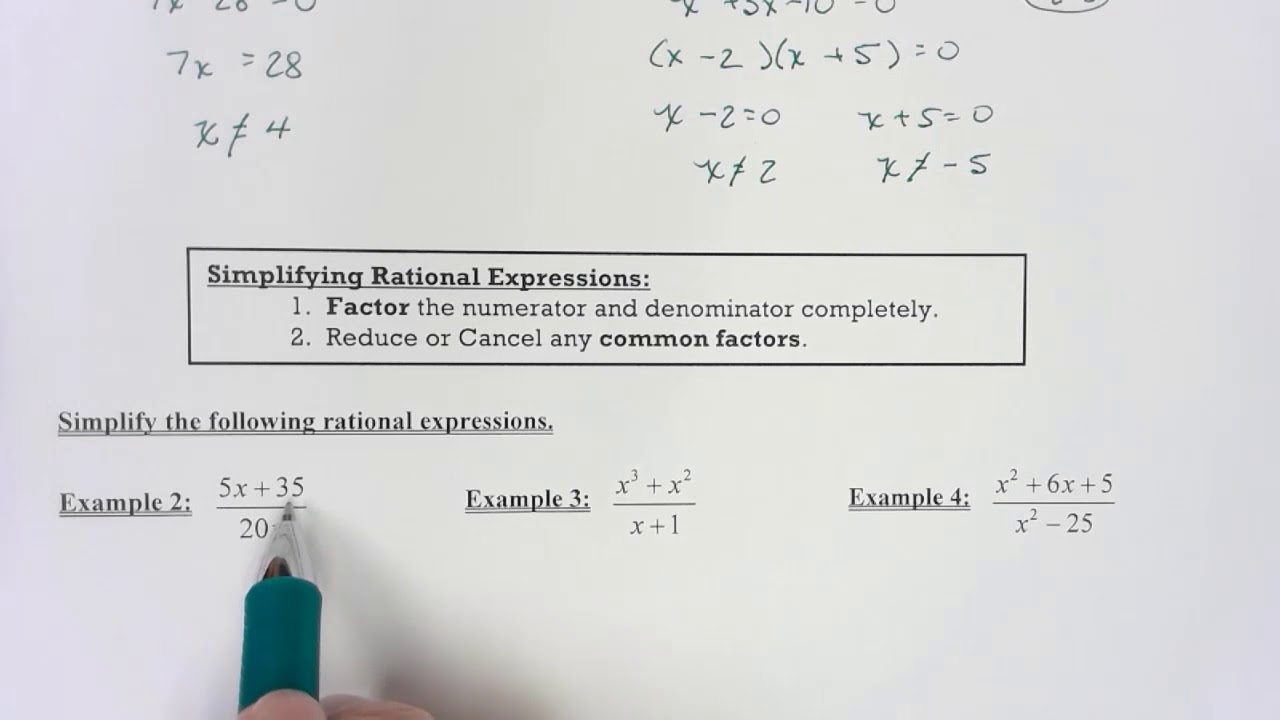 MATH 1030 Section 7-1 Rational Expressions and their Simplifications ...