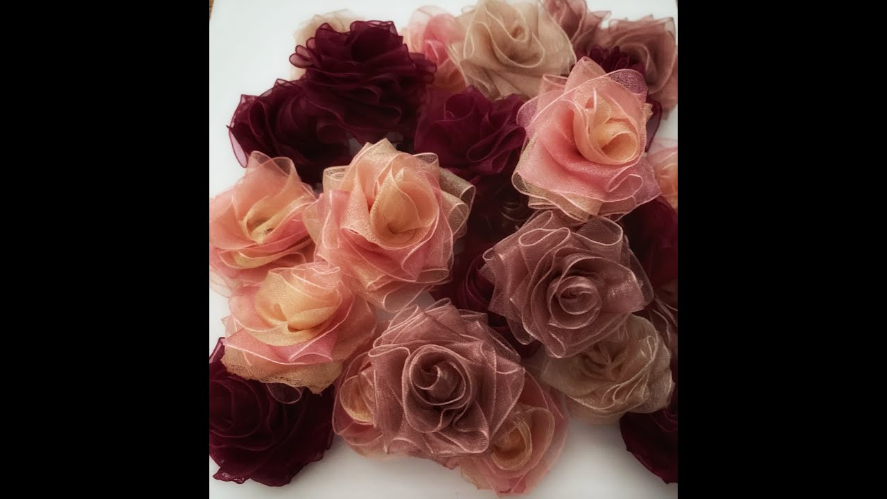 Easy Organza Ribbon Roses - YouTube