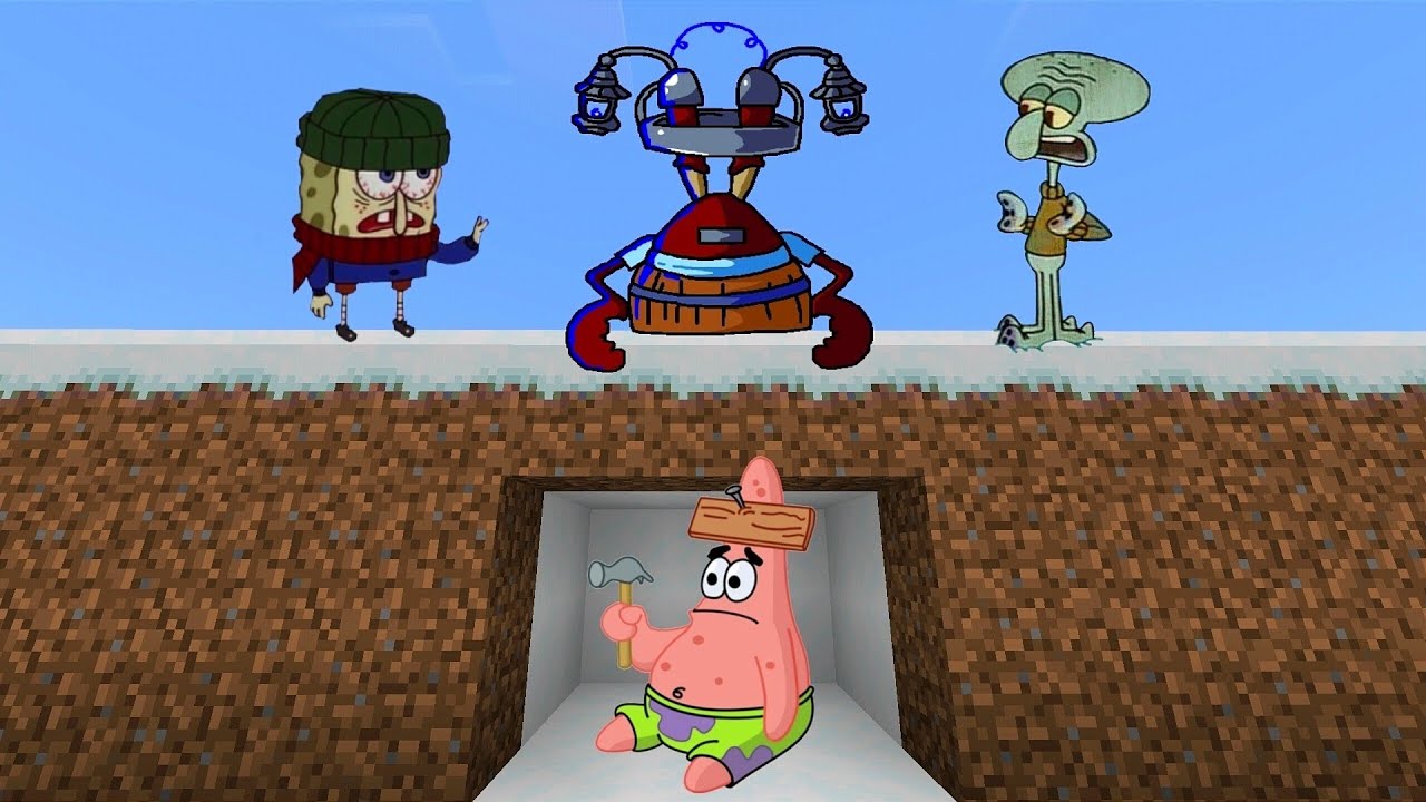 Patrick vs 3 Hunters | Spongebob in Minecraft - YouTube