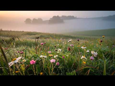 Erken İlkbahar Sabahı Çayır Ambiyansı | Huzurlu Kuşlar, Arılar ve Guguk Kuşu Sesleri | 4K