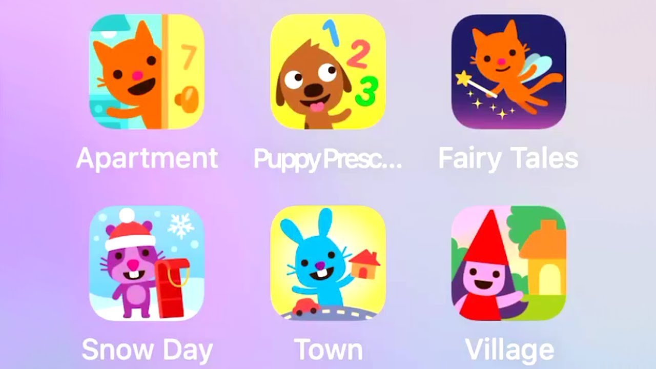 Sago Mini Apartment,Puppy Preschool,Fairy Tales,Snow Day,Town,Village ...