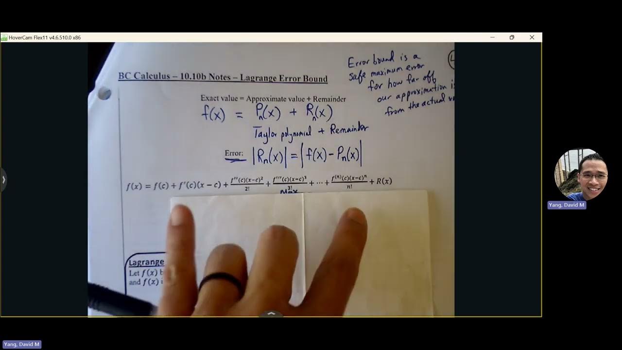BC Calc 10.10b Lagrange Error Bound - YouTube