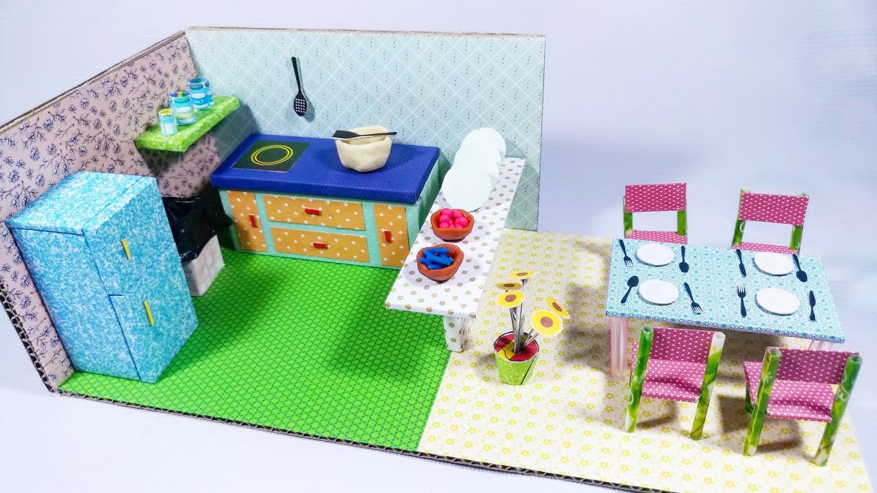 Dining Room | DIY Cardboard | How to Make A Miniature Dining Room - YouTube