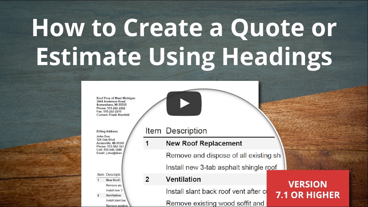 How to Create a Quote or Estimate Using Headings - YouTube